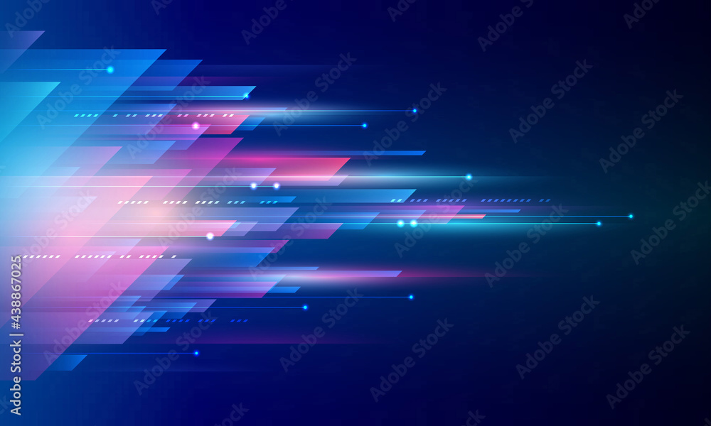 Modern abstract high-speed movement. Colorful dynamic motion on blue ...