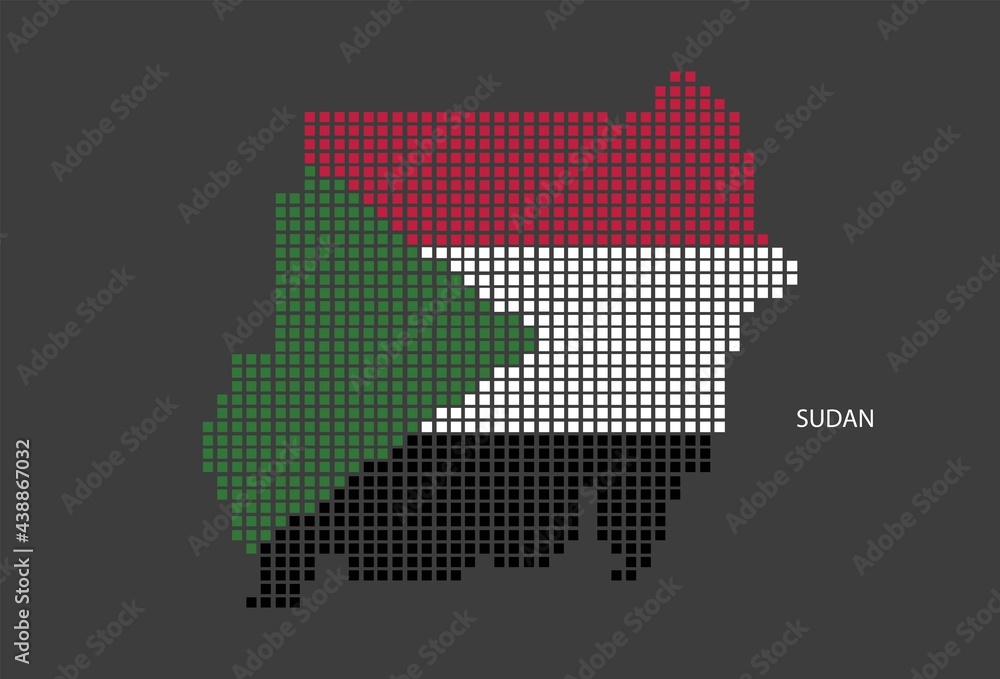Sudan map design flag Sudan square, black background. Stock Vector ...
