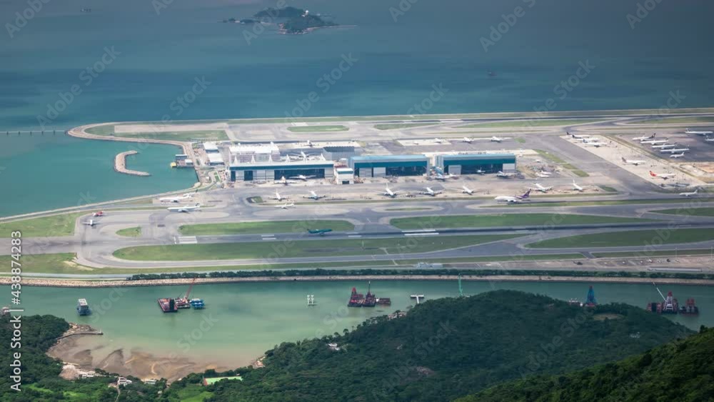 Airport and runways, terminals, aircrafts and airplanes, takeoff and ...
