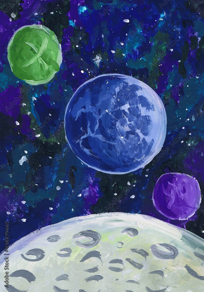 Parade of planets in outer space. Child's drawing Stock Illustration ...