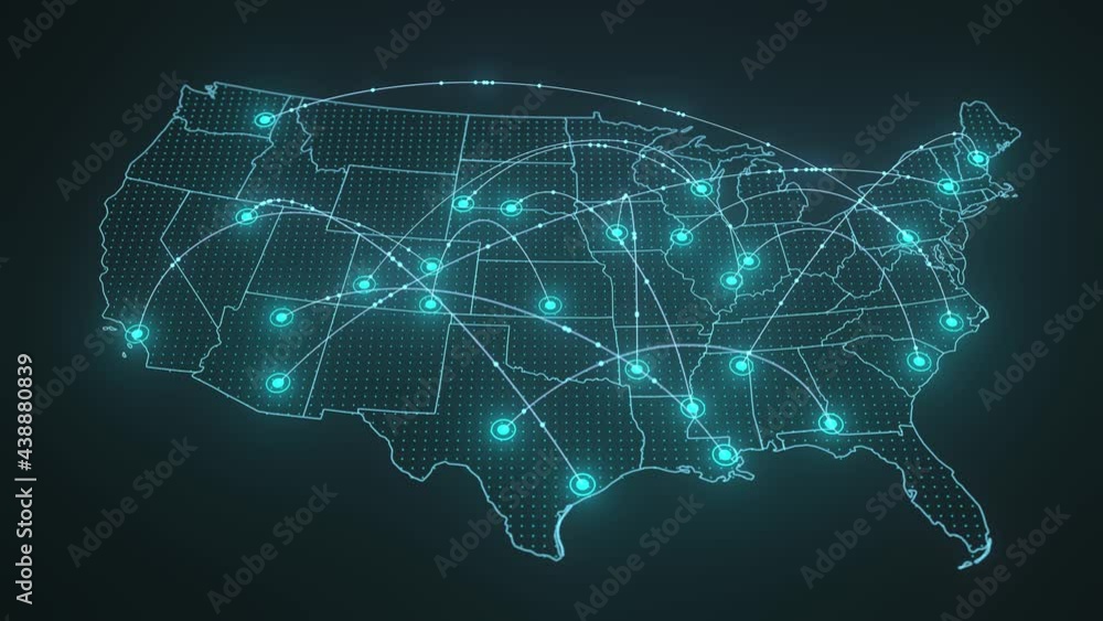 USA map connections Stock Video | Adobe Stock