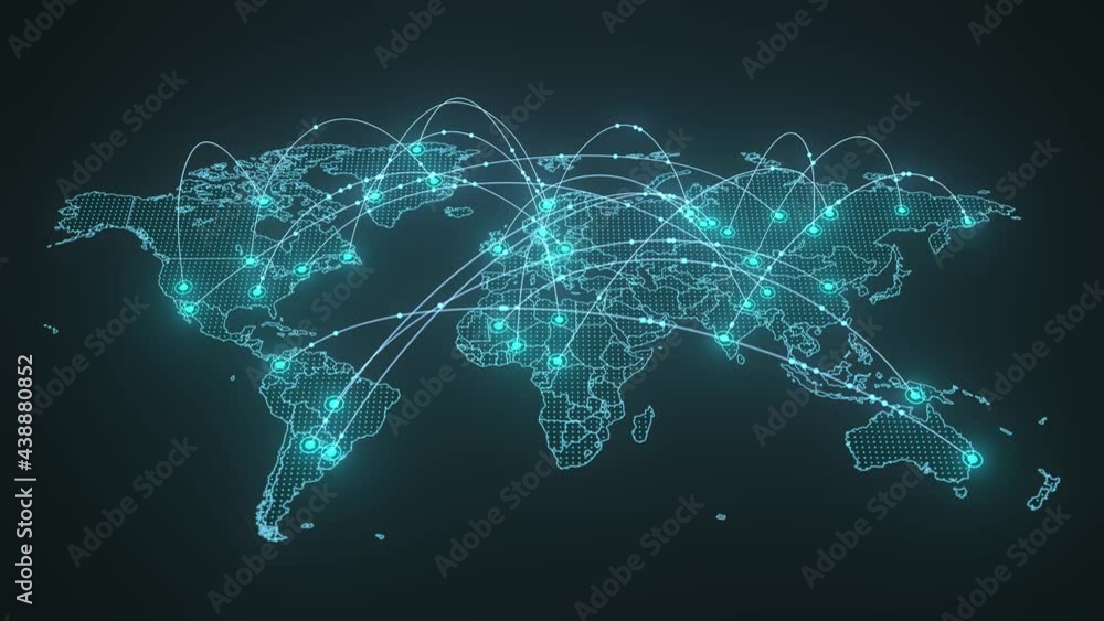 World Map connections Stock Video | Adobe Stock