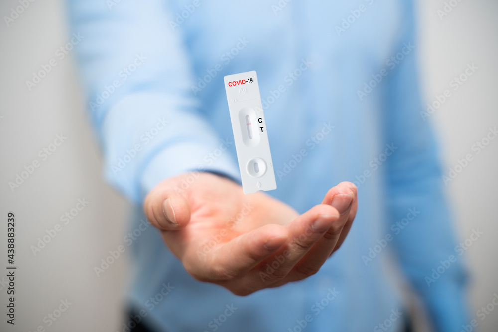 Showing corona covid-19 negative self-test with colors Stock Photo ...