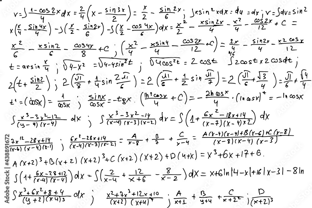 Mathematical formulas. Handwritten on a white background. Stock Vector ...