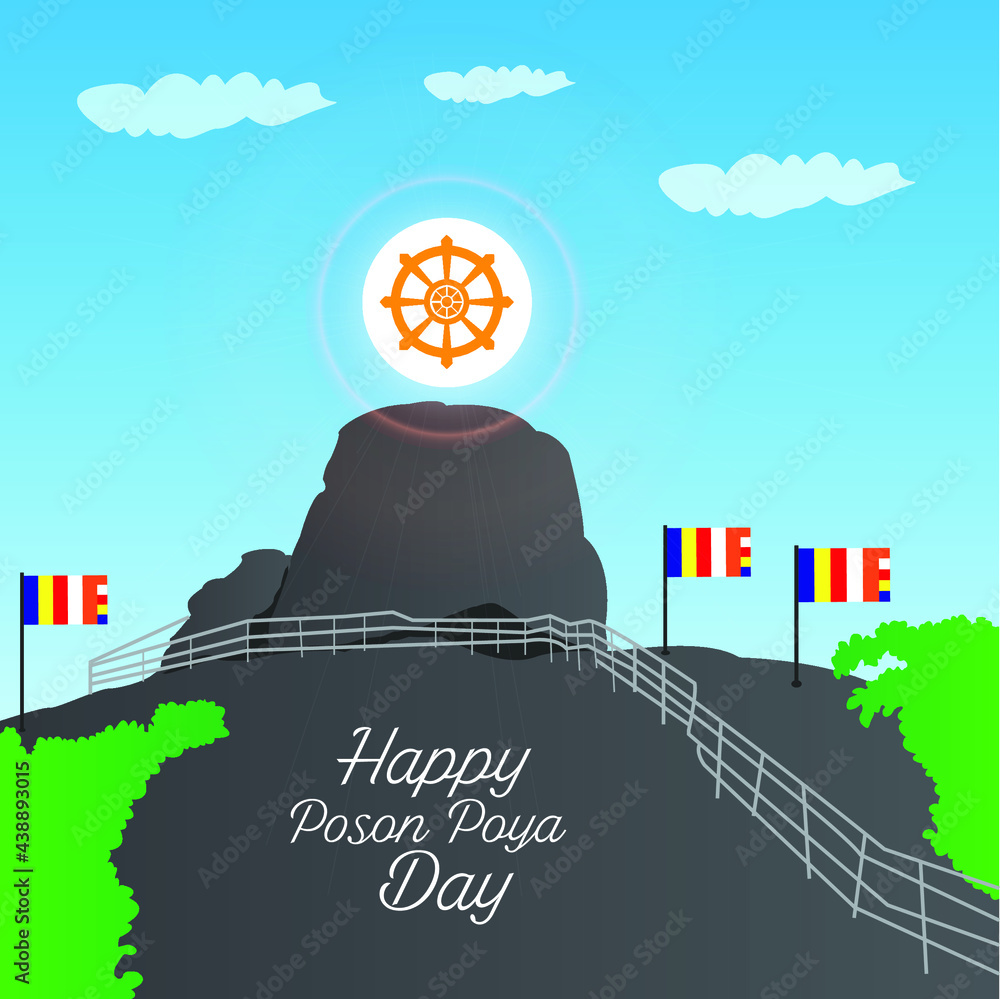 Poson Poya Day Greeting Card, Happy Poson Festival, Poson Vector Art ...
