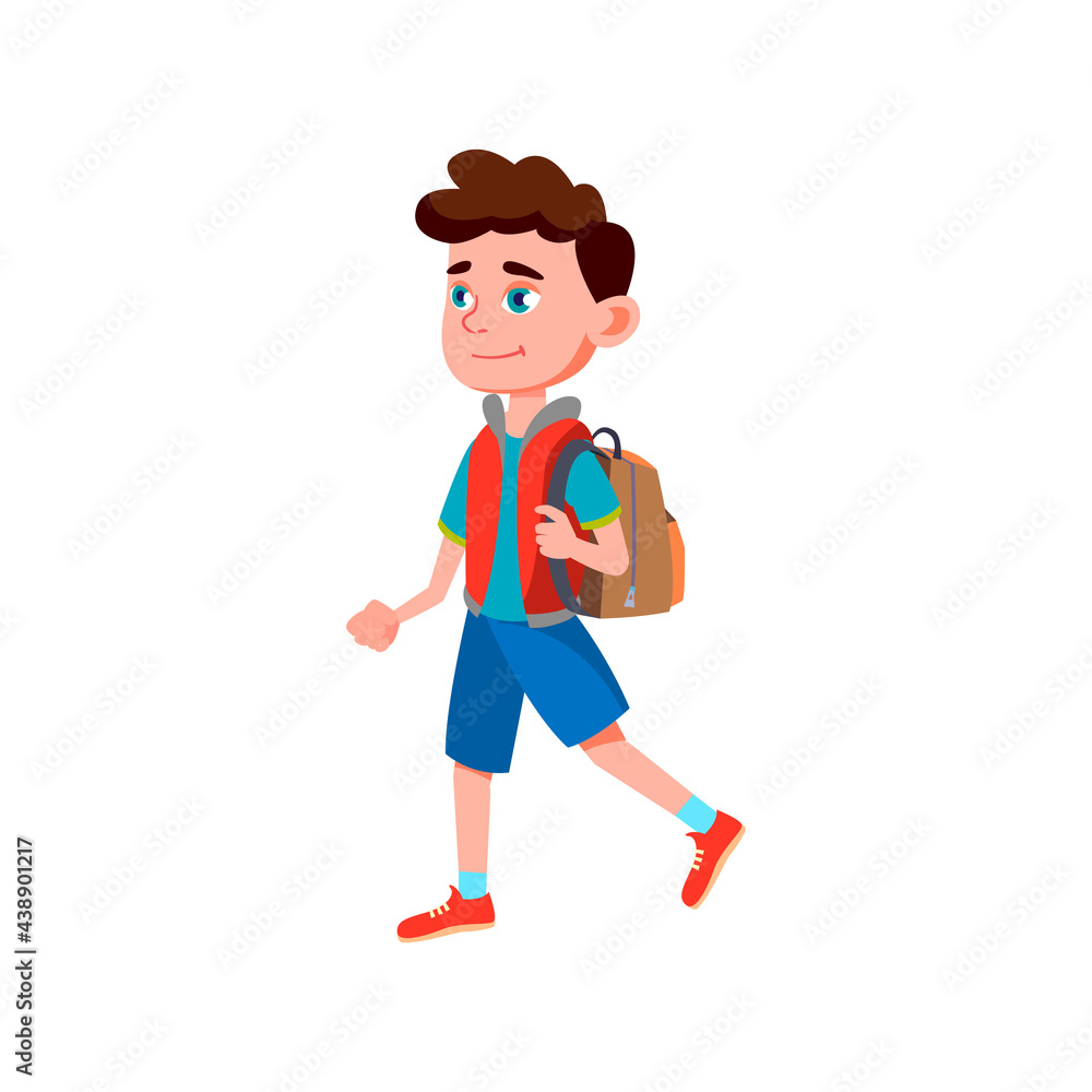 Stockvector smiling caucasian boy going from school with good marks ...