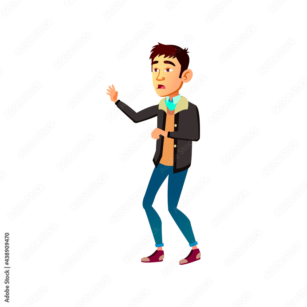 shocked boy scared truck on road cartoon vector. shocked boy scared ...