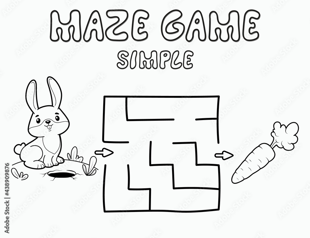 Simple Maze puzzle game for children. Outline simple maze or labyrinth ...