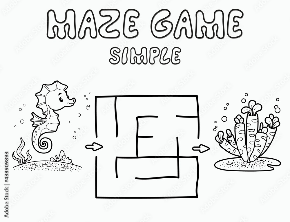 Simple Maze puzzle game for children. Outline simple maze or labyrinth ...