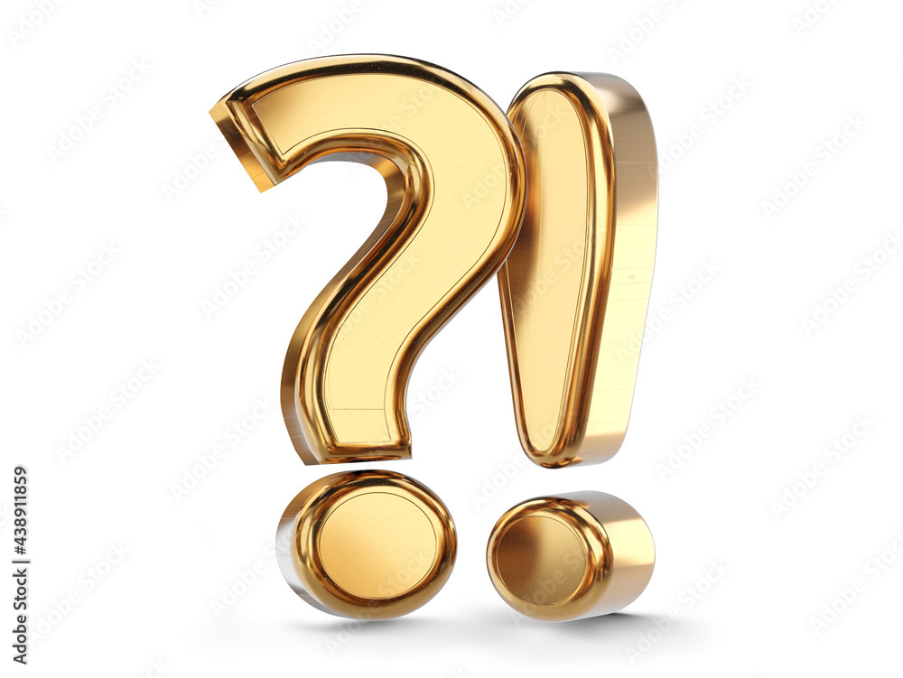 question mark and exclamation mark golden bold letters symbol 3d ...