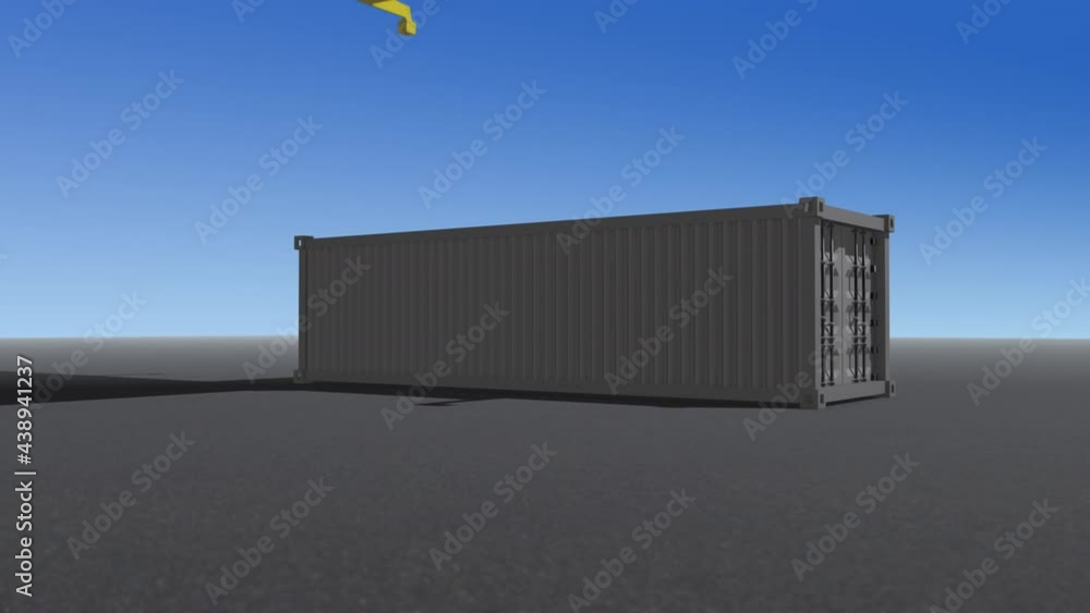 Seamless looping 3d animation of a gray shipping container moved up and ...