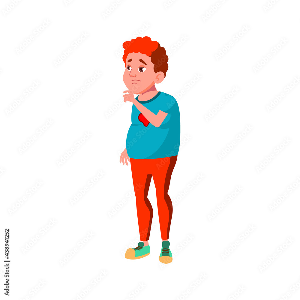 sad fat man look at restaurant menu outdoor cartoon vector. sad fat man ...