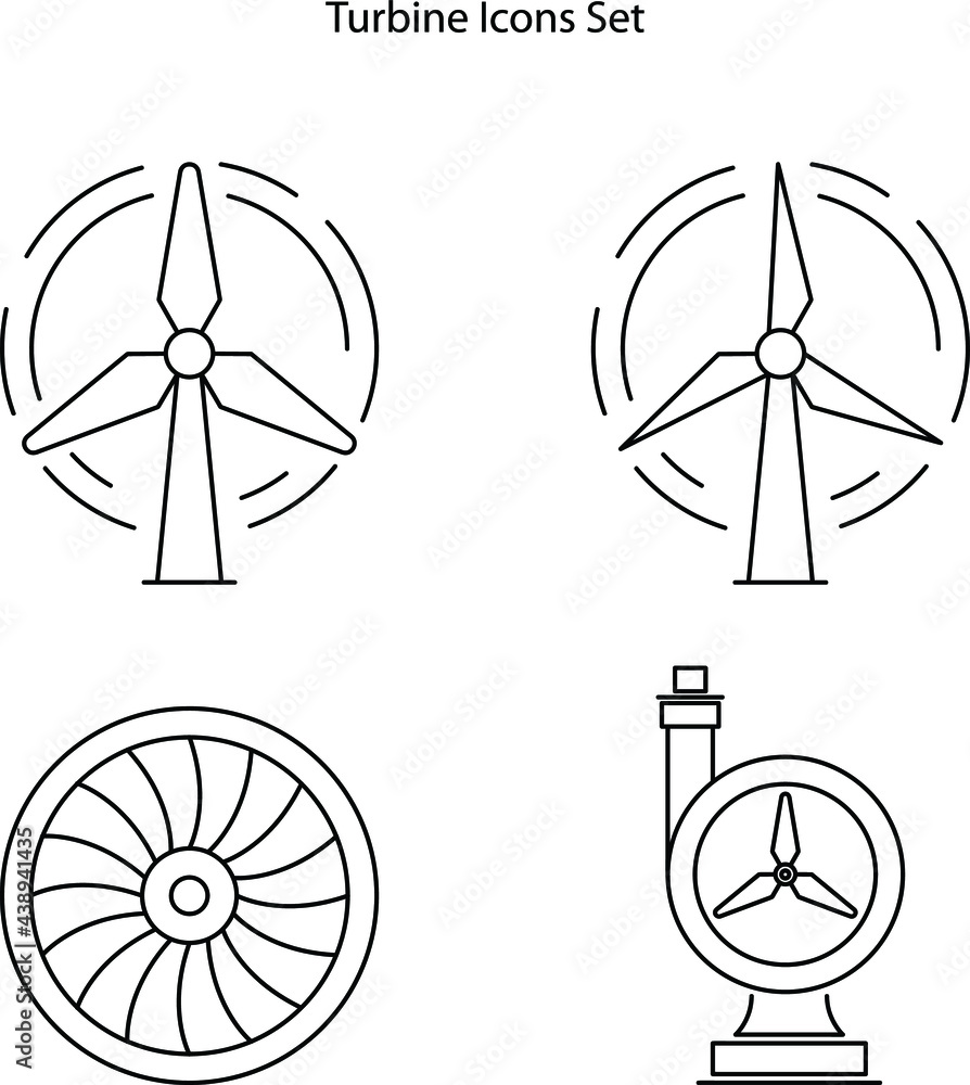turbine icons set isolated on white background. turbine icon thin line ...