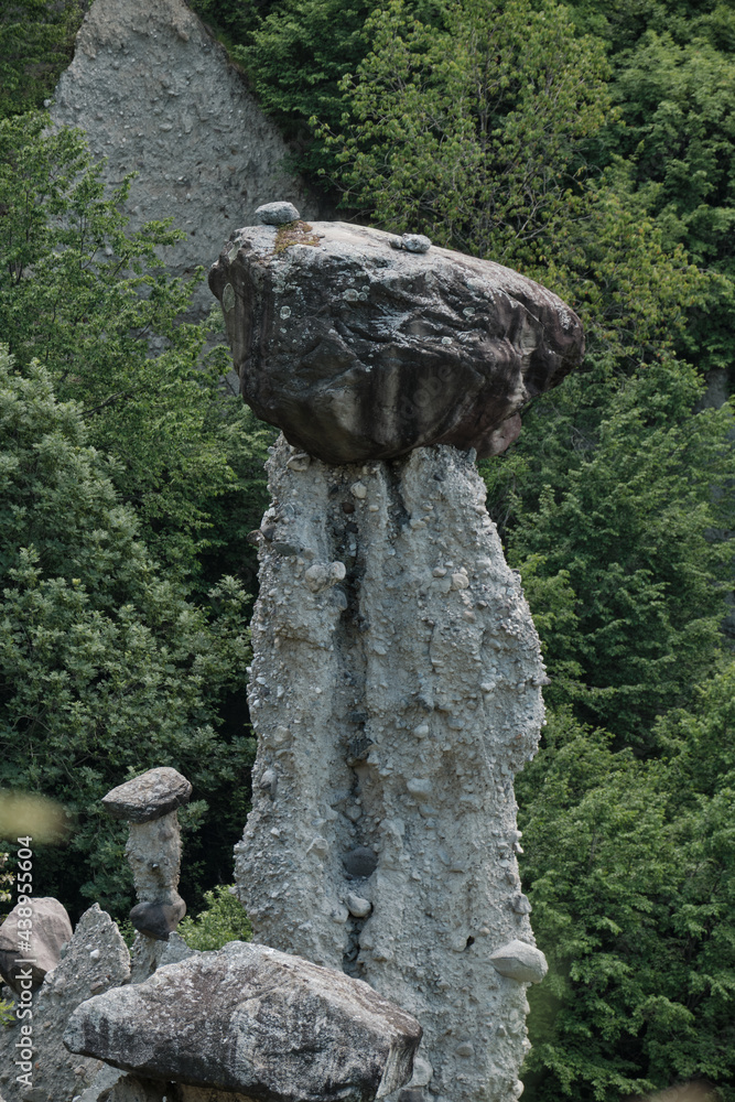 Pyramids of Zone Rock formations, also known as fairy chimneys, earth ...
