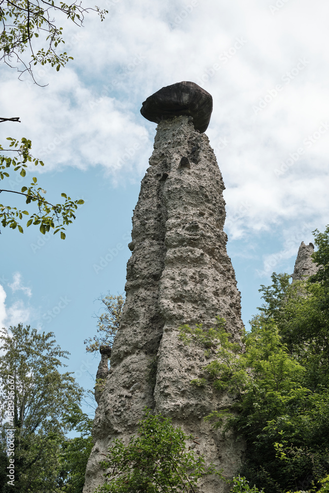 Pyramids of Zone Rock formations, also known as fairy chimneys, earth ...