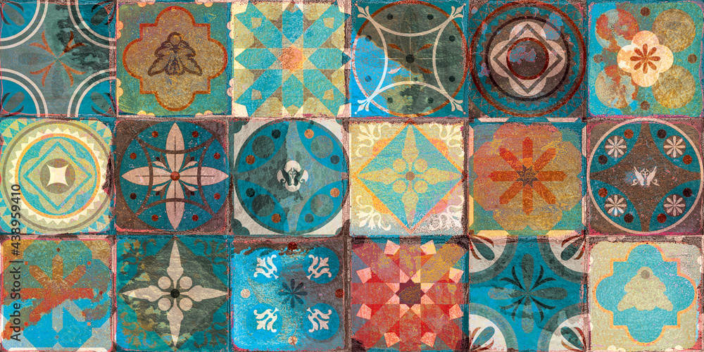 Multicolour Rustic Digital Wall Tile Decor For interior Home or Rustic ...