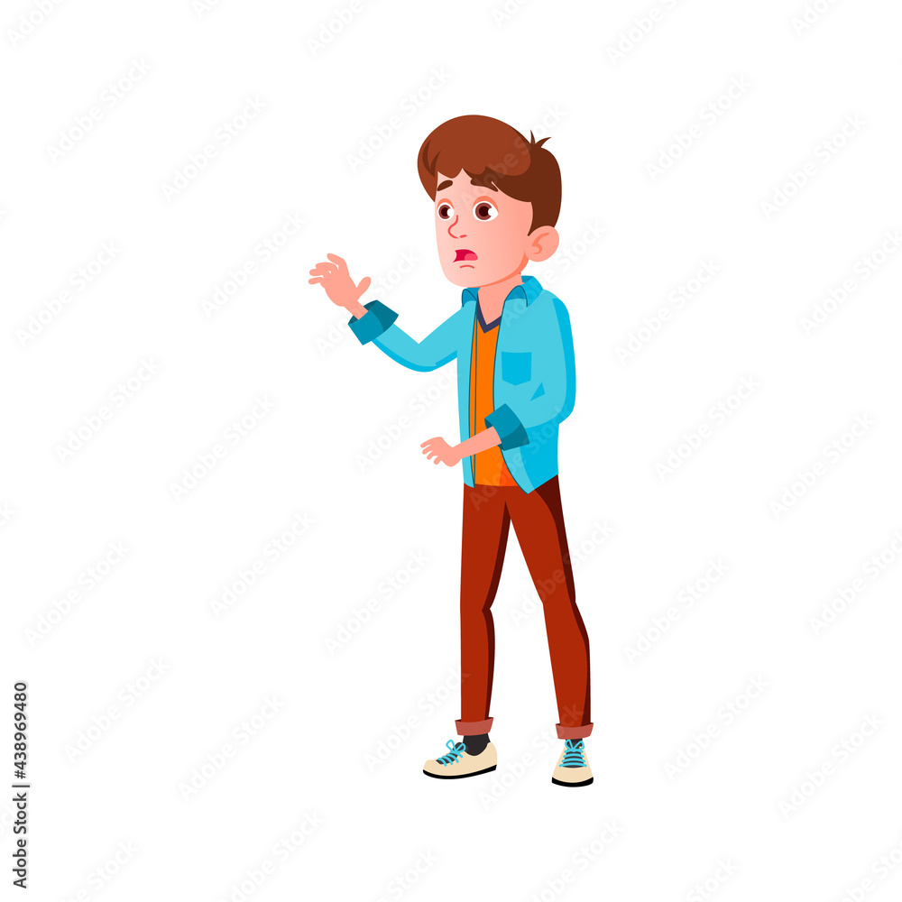 astonished boy teen looking at amazing view on mountain cartoon vector ...