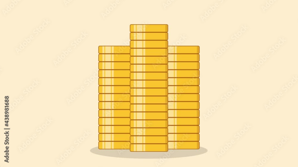 Stack of Gold Coins, illustration animation in Alpha Channel ...