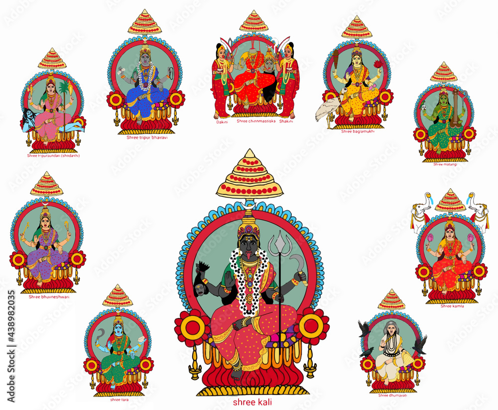 A beautiful illustrations of indian gods, goddesses and other types of ...