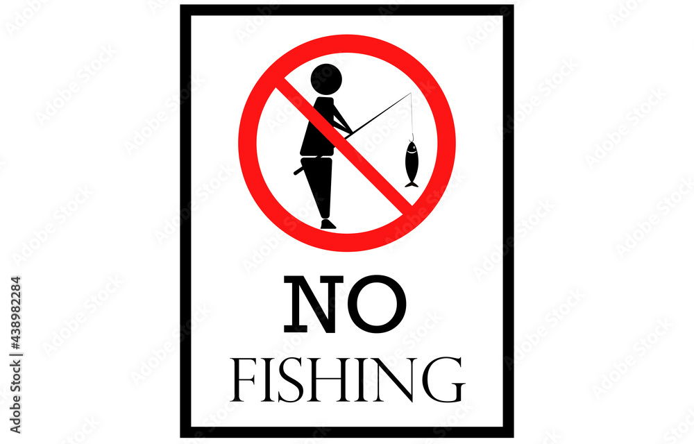 No fishing, sign or symbol.design isolated on white background. Fishing ...