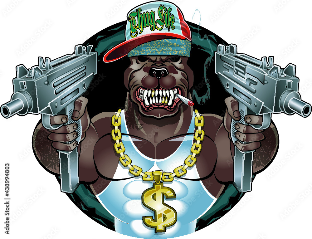 gangster dog with machine pistols and attitude Stock Vector | Adobe Stock
