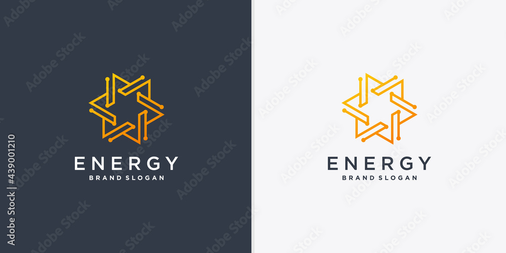 Abstract energy logo with creative line art style vector part 4 Stock ...