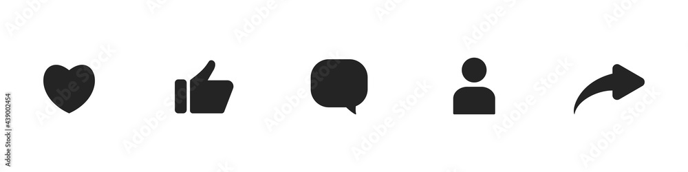 Share, repost, heart, like, thumb up, follower and comment icon. Social ...