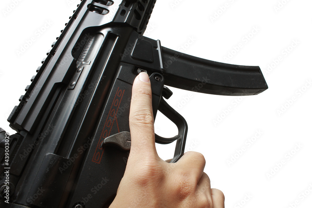 MP5 assault rifle weapon gun in first person shooting view isolated on ...