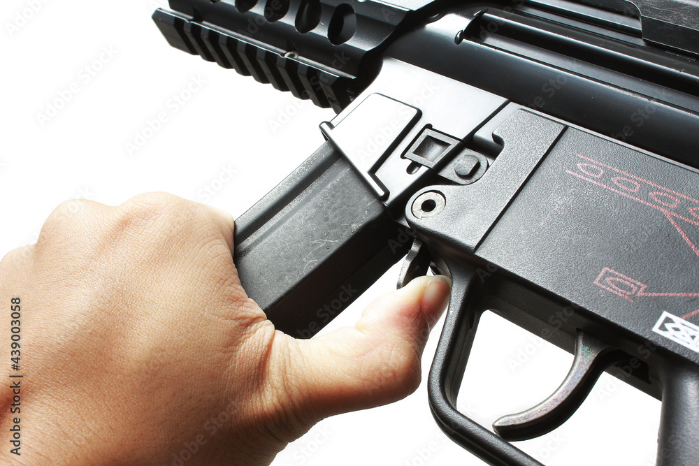 MP5 assault rifle weapon gun in first person shooting view isolated on ...