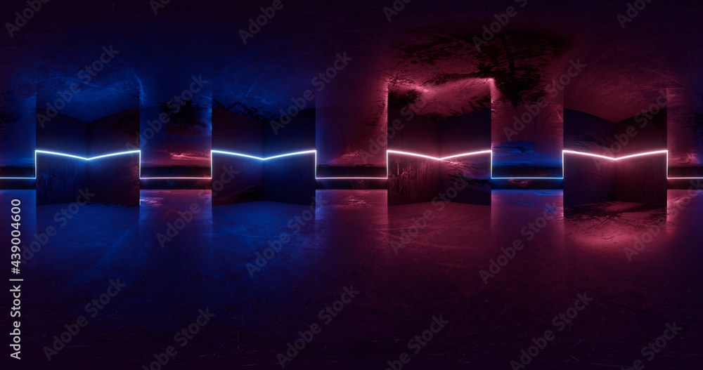 3d rendering. 360 degree spherical seamless vr panorama. Abstract empty ...