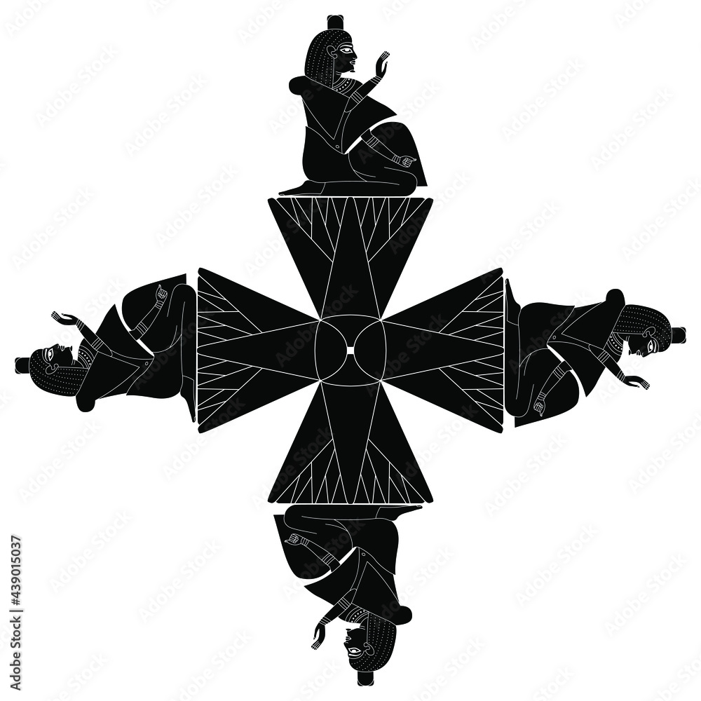 Square ethnic cross design with ancient Egyptian men or pharaohs ...