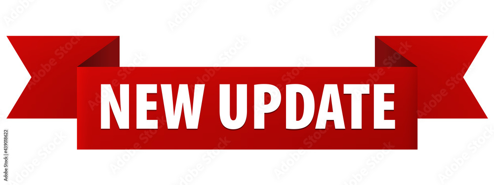 New Update red ribbon banner icon. New update or version label banner ...