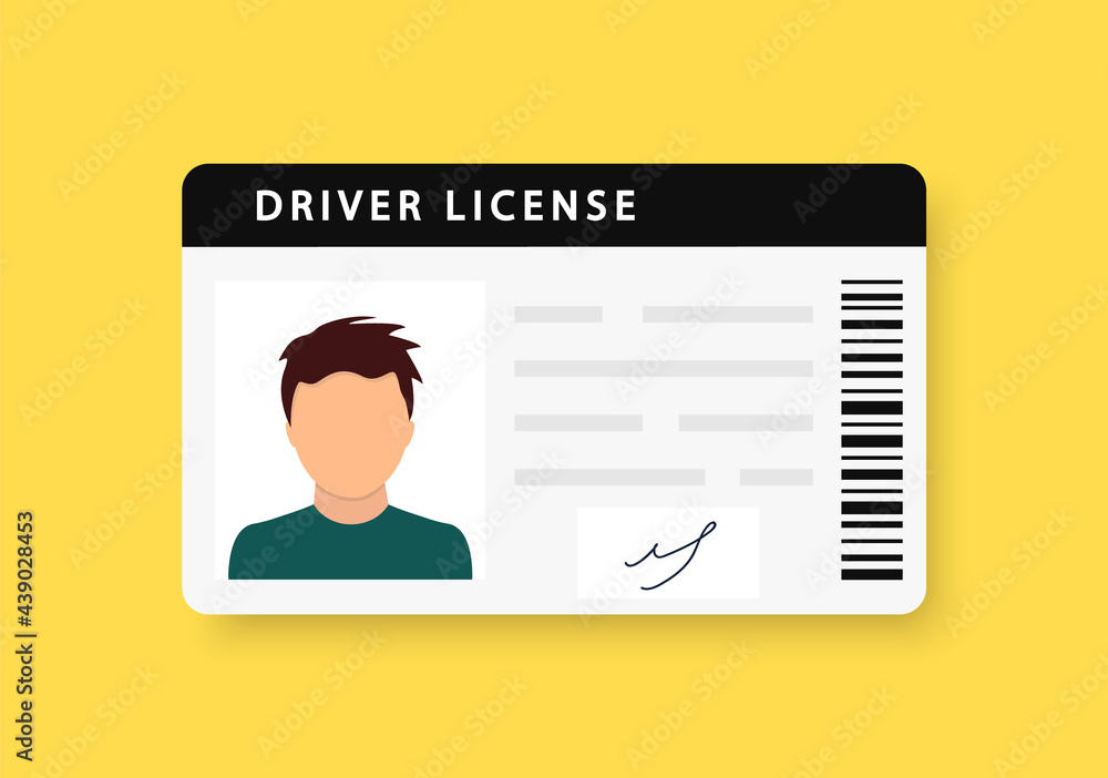 Male plastic ID cards, car driver licence with man photo on yellow ...