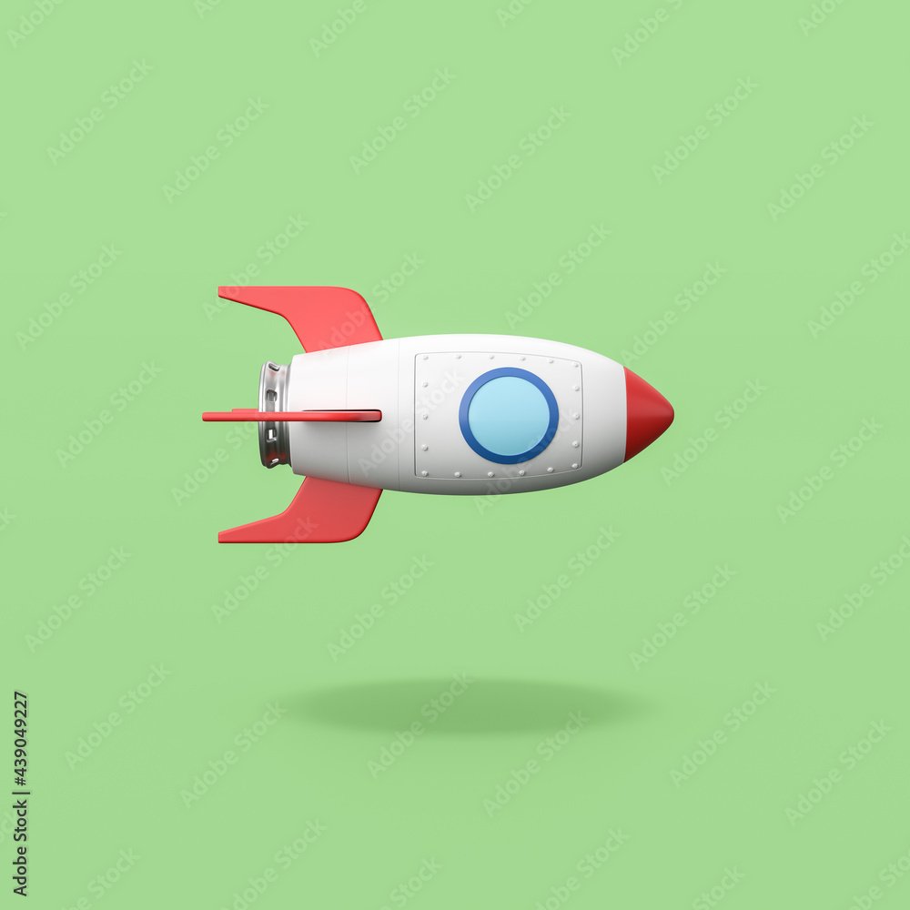 Cartoon Spaceship on Green Background Stock Illustration | Adobe Stock