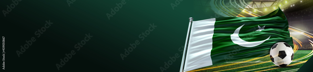 Pakistan Flag with Football Soccer and large Gradient Single Flag Stock ...
