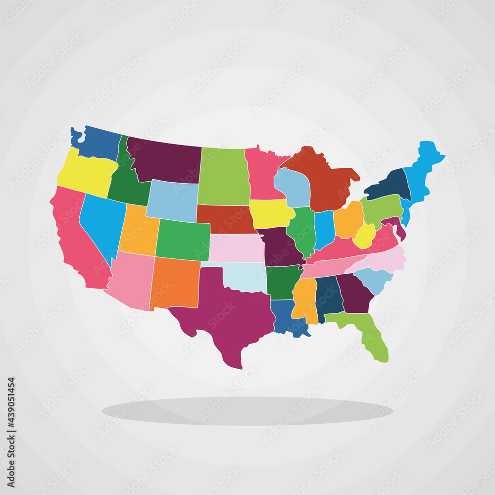 colorful usa map illustration Stock Vector | Adobe Stock