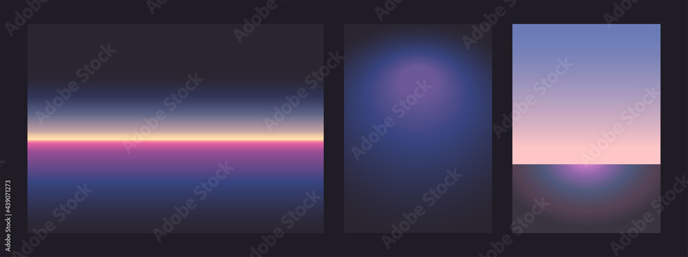 Neon light gradient. Futurism vector art set. Retrowave, synthwave ...