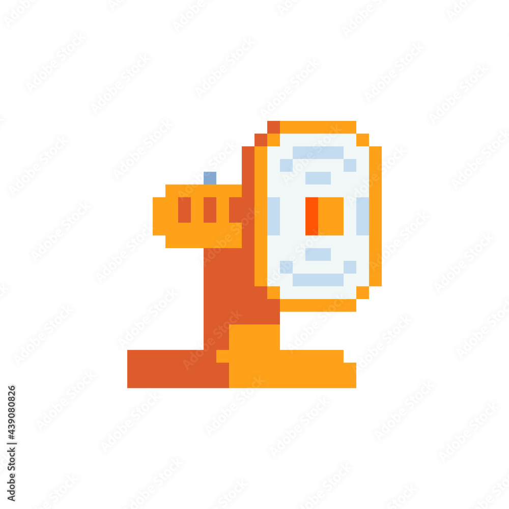 Floor fan icon. Electric yellow ventilator. Pixel art style. Web ...