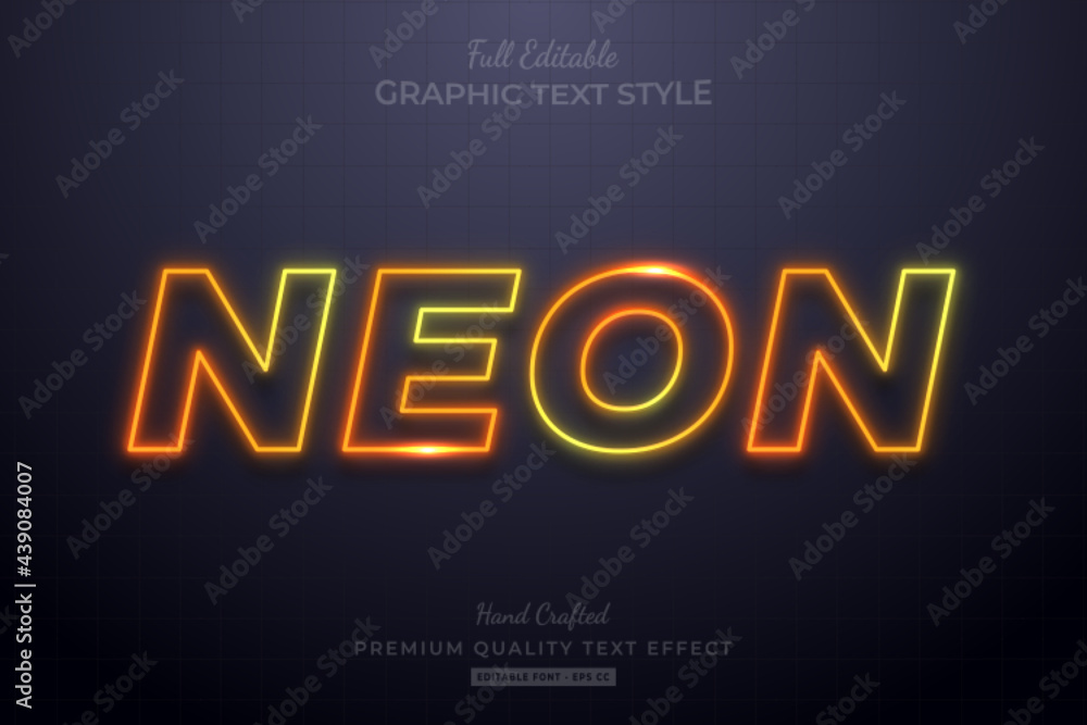Neon Gradient Glow Editable Text Effect Font Style Stock Vector | Adobe ...
