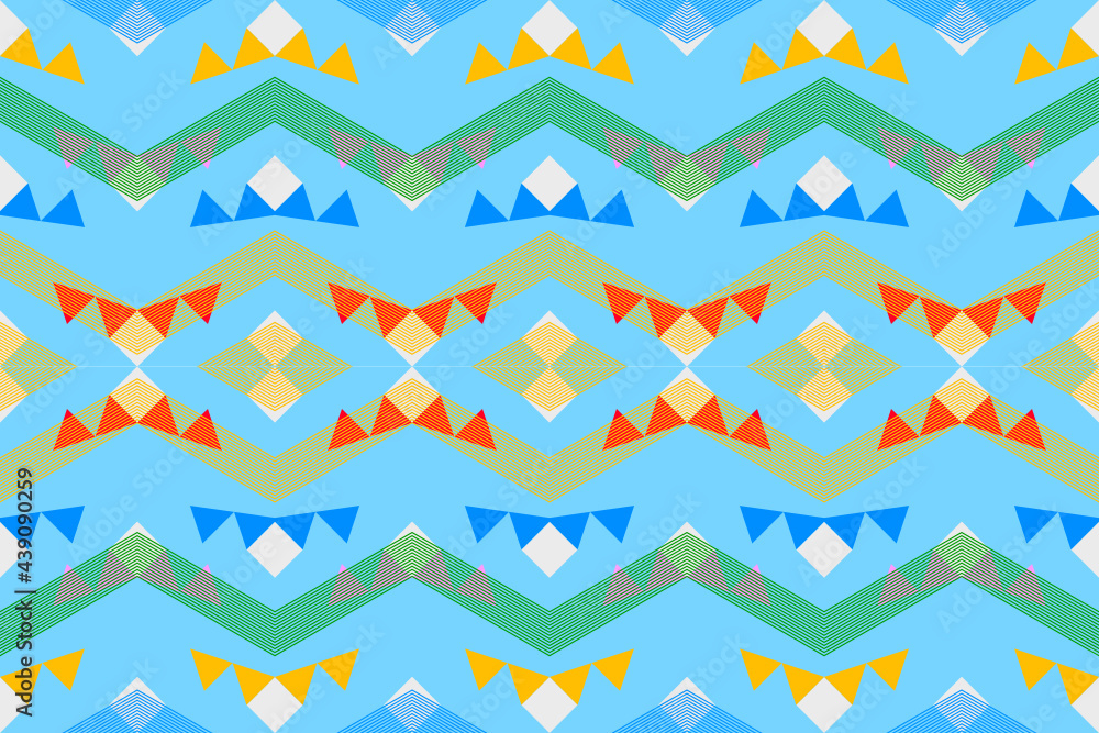 Geometric green shape and yellow color bohemian fabric pattern, design ...