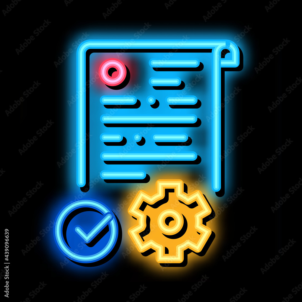 process applications neon light sign vector. Glowing bright icon ...