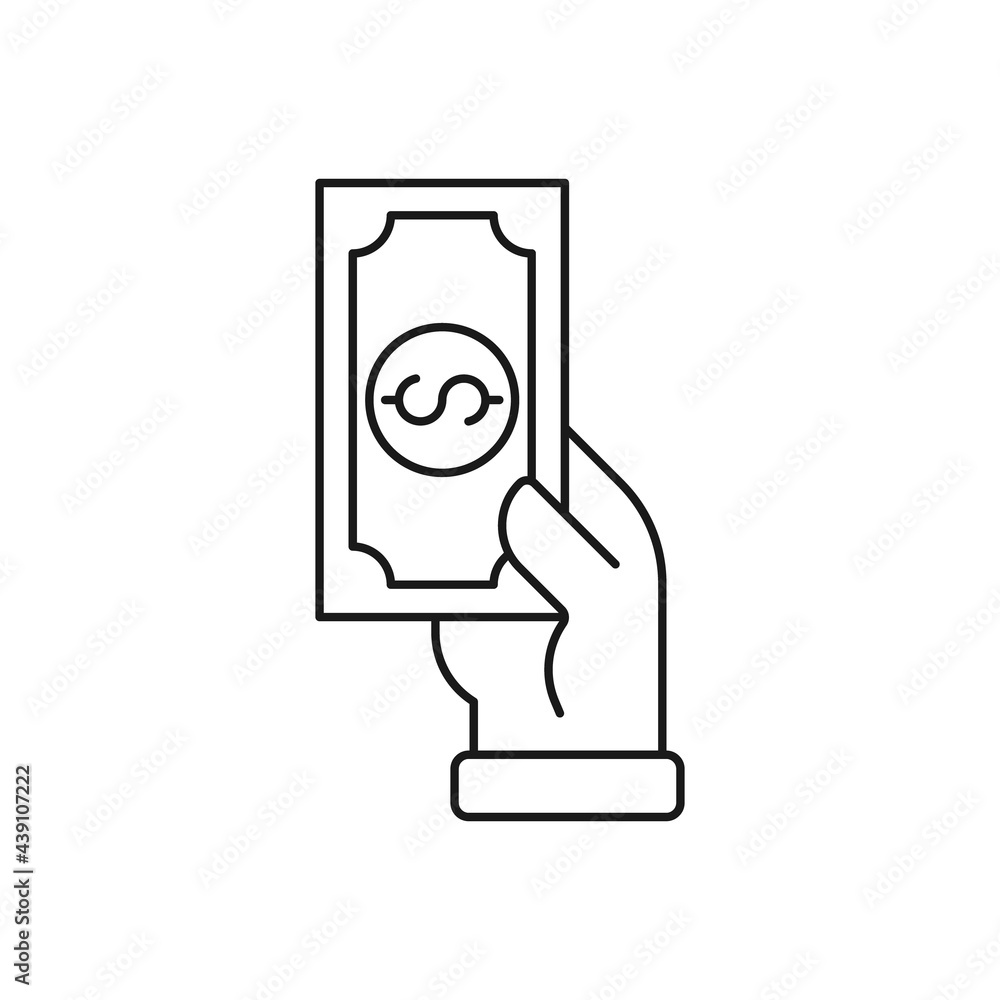 Money with Hand icon Vector Illustration. Money Cash on Hand icon ...