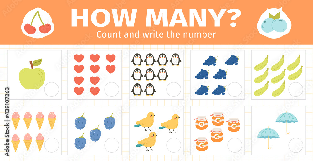 Counting math kids game. Mathematical numbers counting game for kids ...