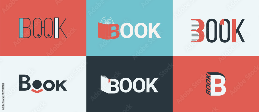A set of book logos, bookstore logo concepts. Symbol of knowledge ...