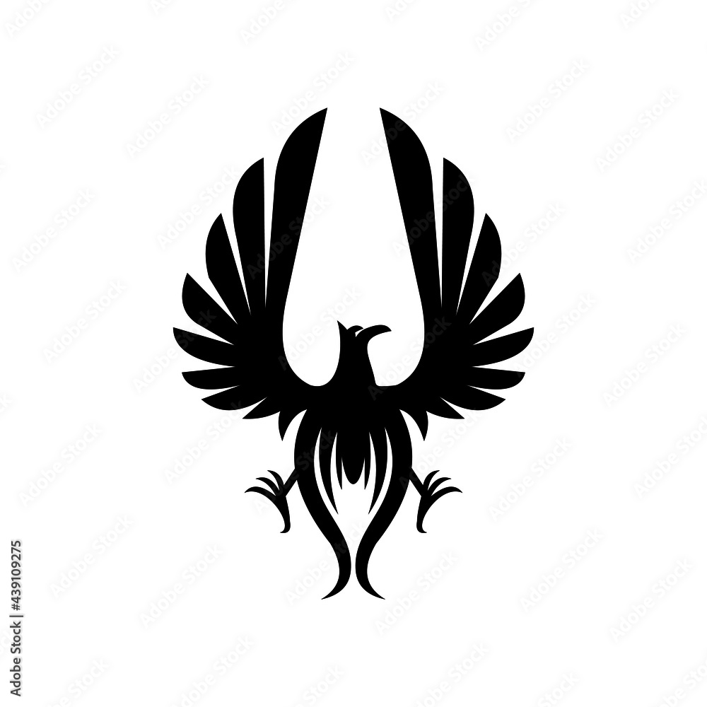 black phoenix logo, silhouette of heaven bird symbol of spirits vector ...