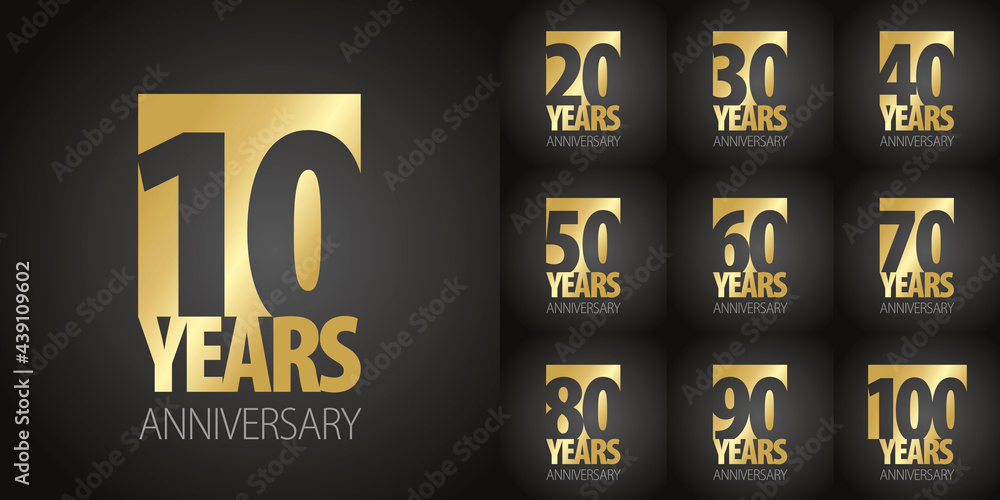 Poster Set of Anniversary decades vector creative design emblems with ...