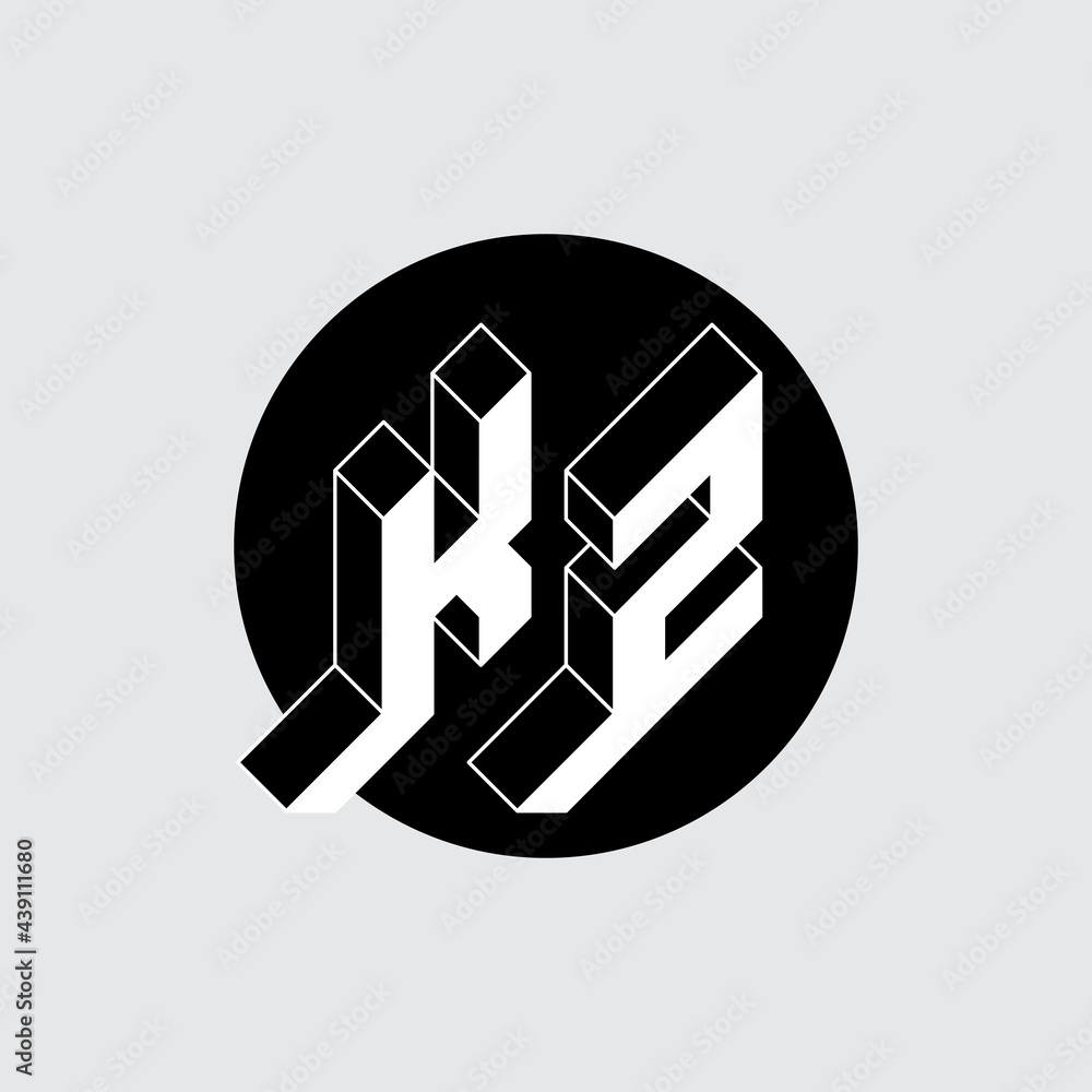 KZ or K2 - Original Three-dimension letters in a black circle. K and Z ...