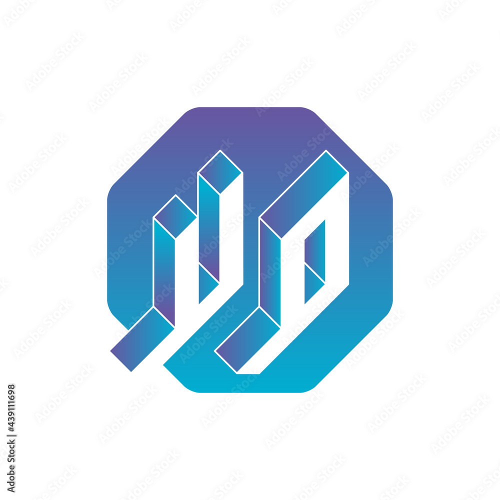 Three-dimension letters U and O on a hexagonal substrate. Isometric 3d ...