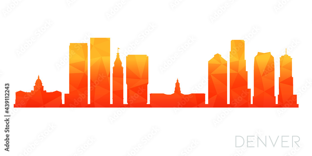 Denver, CO, USA Low Poly Skyline Clip Art City Design. Geometric ...