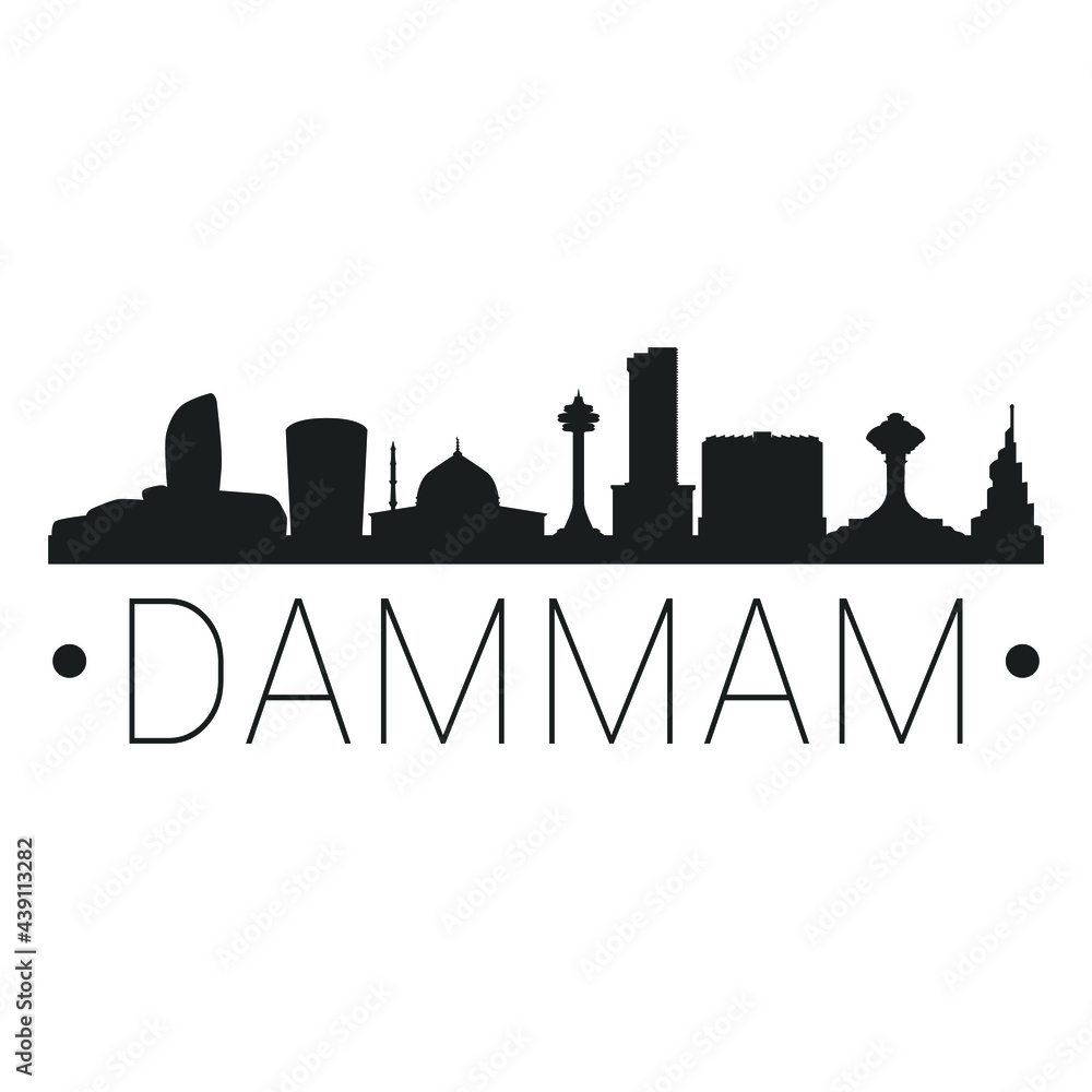 Dammam Saudi Arabia City Skyline. Silhouette Illustration Clip Art ...